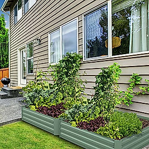 Aoodor Raised Garden Bed 4' x 4' x 1' Patio Ourdoor Yard