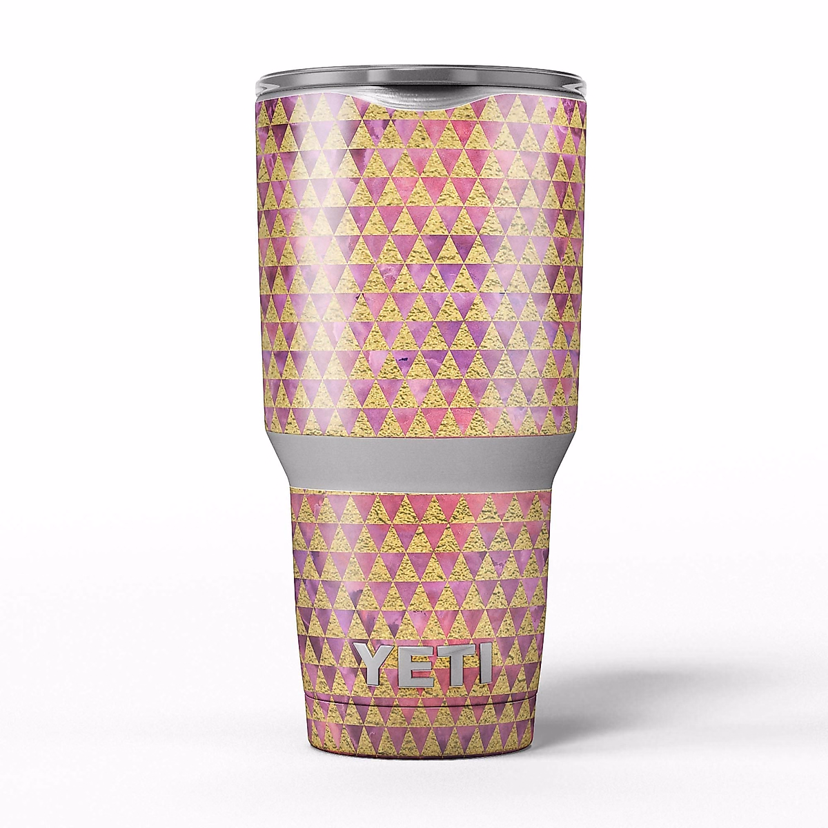 Design Skinz Micro Golden Triangles Over Pink Fumes - Skin Decal Vinyl Wrap Kit Compatible with The Yeti Rambler Cooler Tumbler Cups