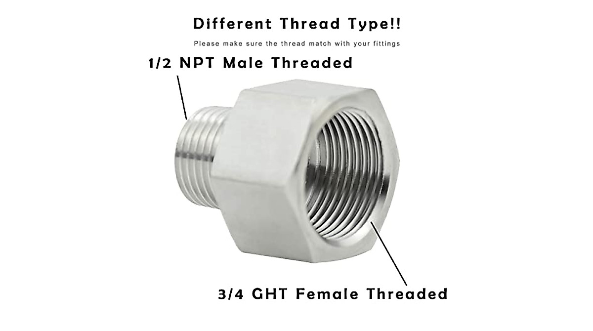 Garden Hose Adapter 3/4" GHT Female to 1/2" NPT Male | Durable ...