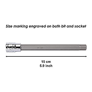 MIXPOWER 3/8" Drive Extra Deep Hex Bit Socket Set, 1/8 Inch to 3/8 Inch, 3mm to 10mm, SAE & Metric, Extra Long Allen Socket Set, CR-V and S2 Steel, 18 Pieces Set