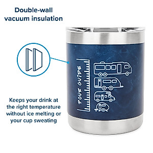 Camco Life is Better at The Campsite Lowball Whiskey Tumblers | Stylish and Insulated Drinkware for Favorite Whiskey or Bourbon | 2-Pack (53328)