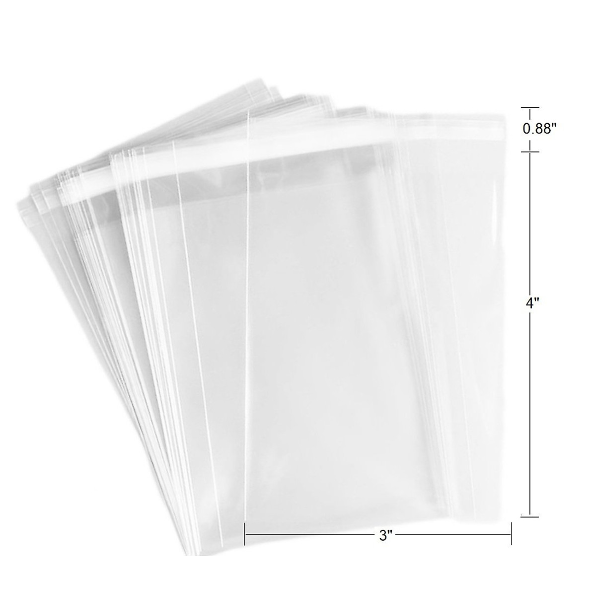 100 Pcs 3x4 2Mil Clear Flat Cello / 3"x4" Cellophane Bags Good for Candies, Cookies, Bakery Goods, Soap, Other Goodie Treats