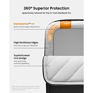 tomtoc 360 Protective Laptop Sleeve for 14-inch MacBook Pro M2/M1 Pro/Max A2779 A2442 2023-2021, 13-inch MacBook Air M2/A2681 with Hard Shell Case, Water-Resistant MacBook Case with Accessory Pocket
