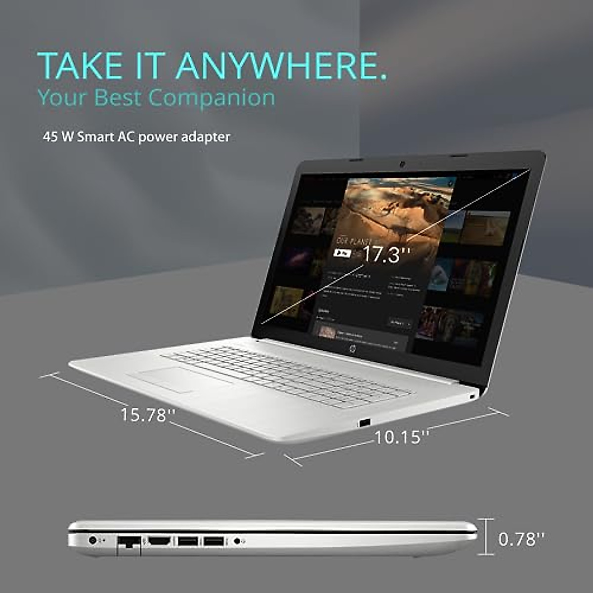 HP 2022 17.3" FHD Business Laptop, 11th Gen Intel Core i5-1135G7(Beats Intel i7-1065G7), 32GB RAM, 2TB PCIe SSD, Backlit Keyboard, Intel Iris Xe GPU, Bluetooth, Win 10 Pro, Silver, 32GB USB Card