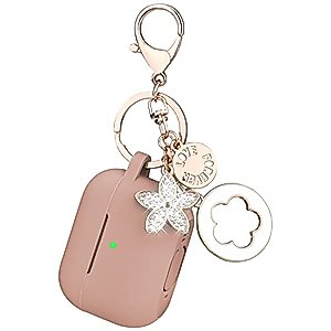 OLEBAND Airpods Pro 2nd Generation(2022) Case with Cute Bling Keychain,Silione Protective and Anti-Slip Cover for Apple Airpod Pro 2 Case,LED Visible,for Women and Girls,Milk Tea