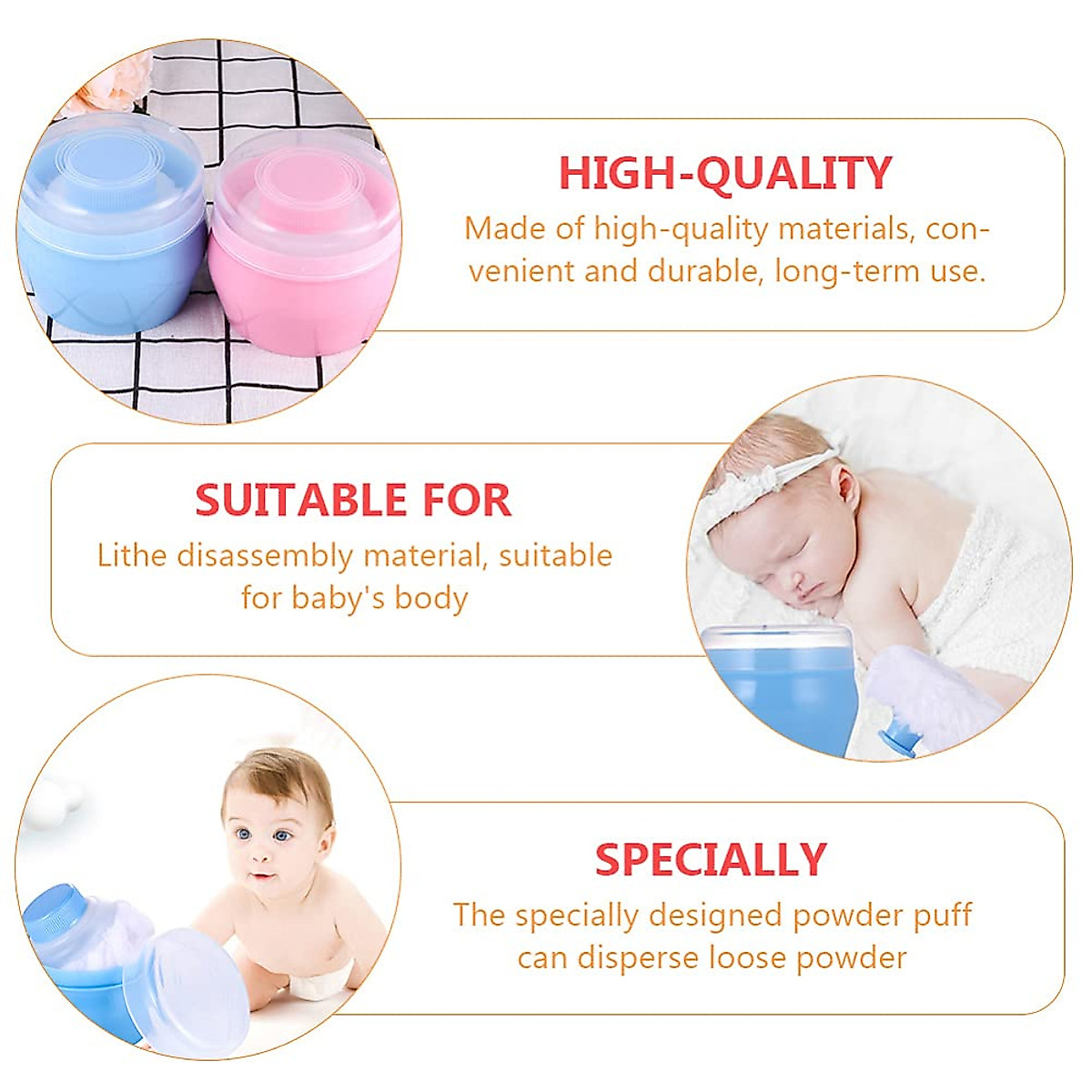 2pcs Puff with Case Empty Body Container Dispenser Case Large Puff with Sifter and Puffs for Body Home and Travel Use Blue