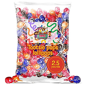 Tootsie Pops Assorted, 2.5 Pounds-Individually Wrapped Lollipops filled with Chewy Chocolate Tootsie Rolls-60 Est Pack of Tootsie Roll Pops- Old Fashioned Christmas candy-Christmas candy stocking stuffers-individually wrapped Christmas candy