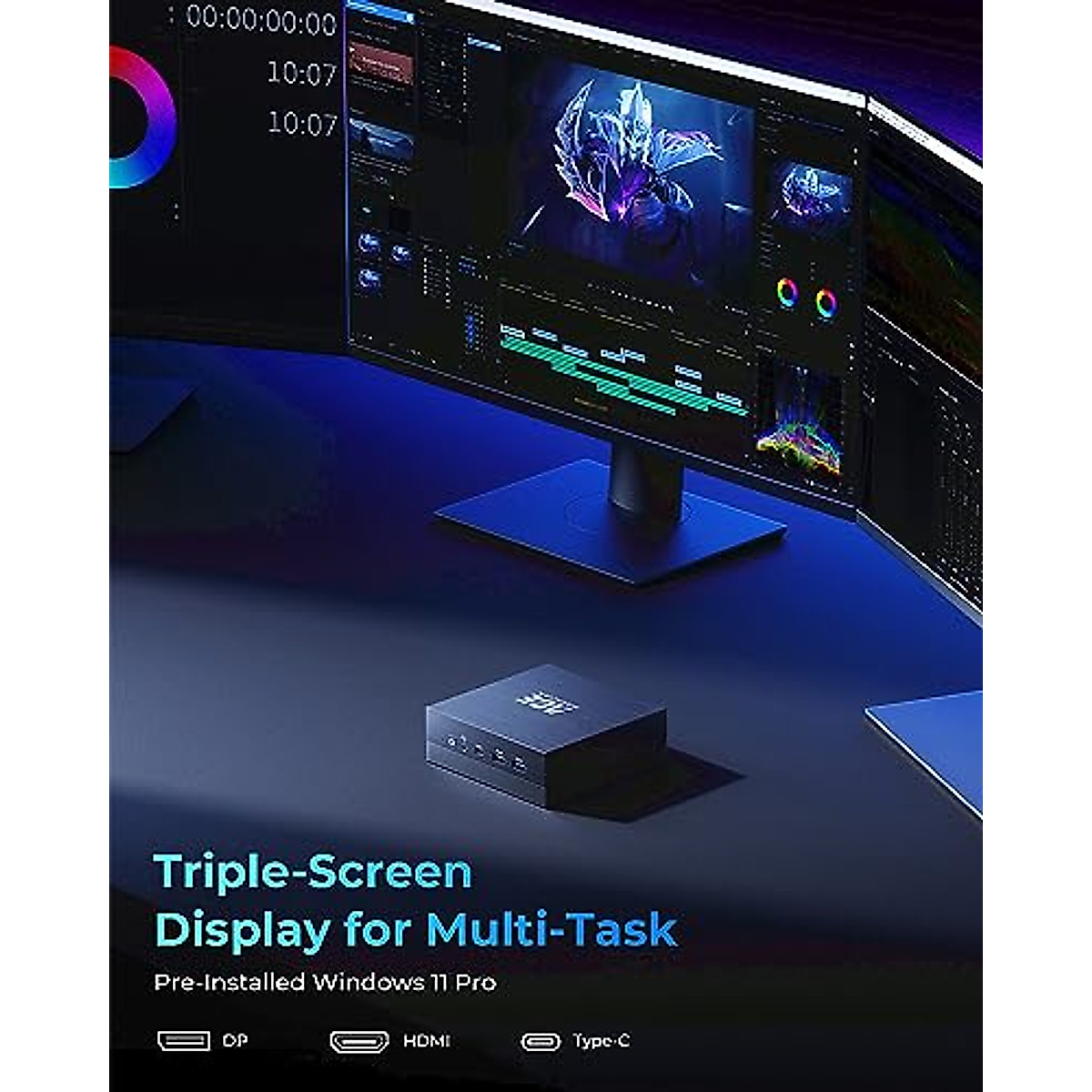 ACEMAGICIAN Mini PC【Dual LAN】AMD Ryzen 5 5500U, 16GB DDR4 512GB NVMe PCIe3.0 SSD Win 11 Pro【4K@60Hz Triple Display】Mini Desktop Computers,Gaming PC 6C/12T, up to 4.0GHz,USB-C/BT4.0/Wi-Fi6/Dual Channel