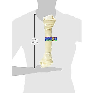 Pet Factory 100% Made in USA Beefhide 13-15" Knotted Bone Dog Chew Treat - Natural Flavor, 1 Count/1 Pack