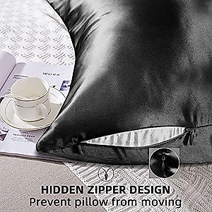 pendali Silk Pillowcase for Hair and Skin, Both Side Silk Pillow Case Health,Soft and Smooth,Beauty Sleep, Bed Pillow Covers with Hidden Zipper, Silk Satin Pillowcase, Queen Size, Pack of 1 Piece