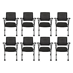 DUTTIETY Conference Room Chairs Stackable Foldable with Armrest and Mesh Bouncing Cushion for Office Meetings Conference Chair 8/6 pcs (8)
