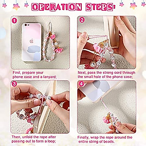 6 Pieces Cell Phone Straps Crystal Flower Pendant Mobile Phone Lanyard Beads Chain Anti-Lost and Non-Slip Mobile Phone Strap Charm for Keychain Camera U Disks Handbag Decoration Accessories
