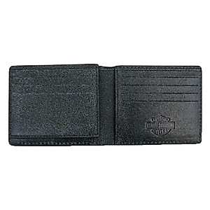 Harley-Davidson Men's Skull Graphite Leather Billfold w/Flip Out UN4627L-GRYBLK
