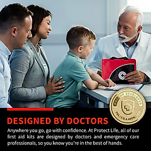 Protect Life First Aid Kit for Home/Business, HSA/FSA Eligible Emergency Kit Travel First Aid Kit Mini | Camping First Aid Kit Hiking | Small First Aid Kit for Car | Survival Medical Kit - 160pcs