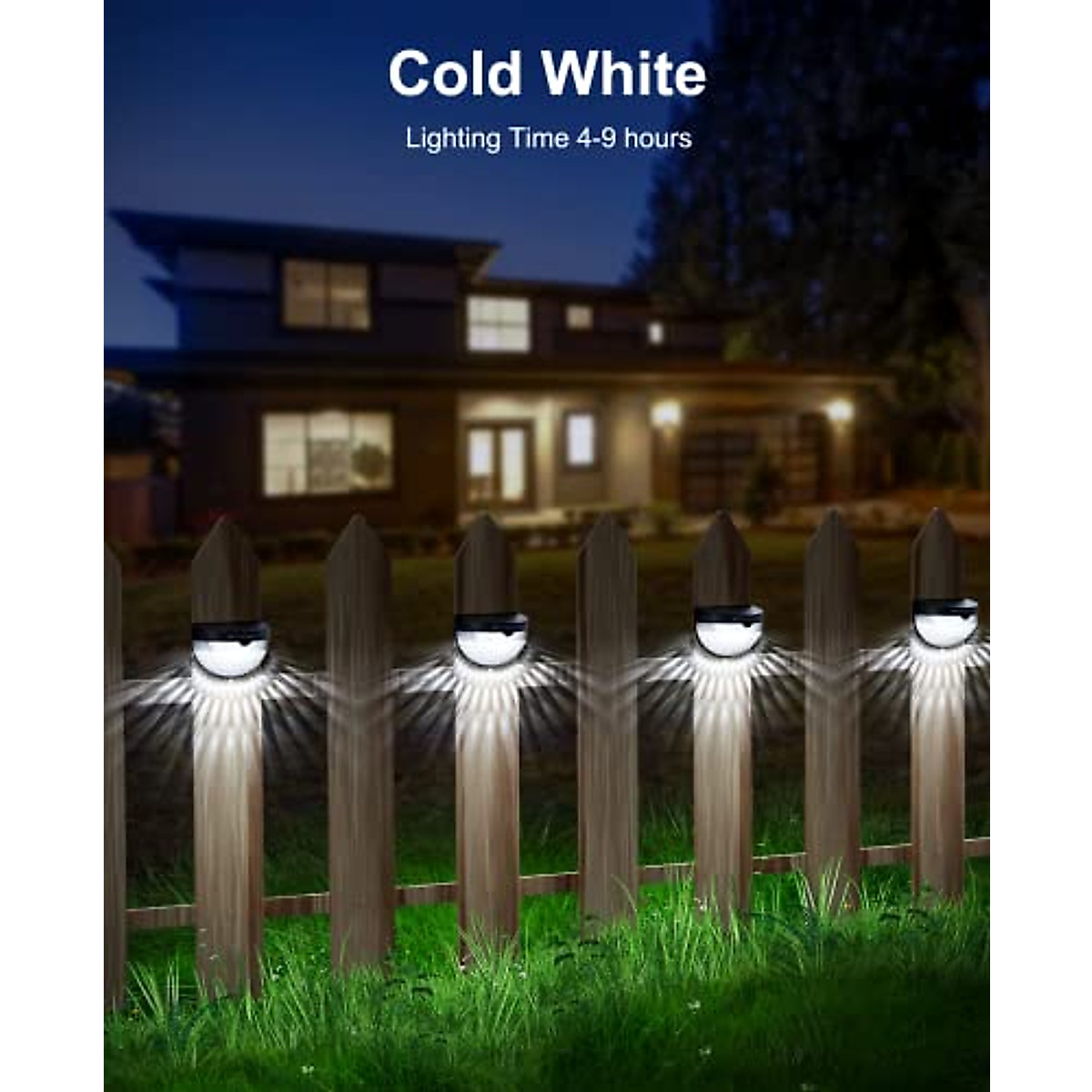 OTHWAY Solar Fence Post Lights Wall Mount Decorative Deck Lighting, Black, 4 Packs