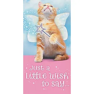 Heartline Cute Magical Cat Kitty Kitten Happy Birthday Card - Just a Little Wish to Say... Have an Extra-Happy Day! Enjoy Your Birthday