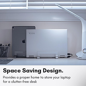 Macally Vertical Laptop Stand for Desk | Laptop Holder Vertical | MacBook Stand (Pro/Air) Save Space and Improve Airflow with Closed Adjustable Laptop Dock Stand