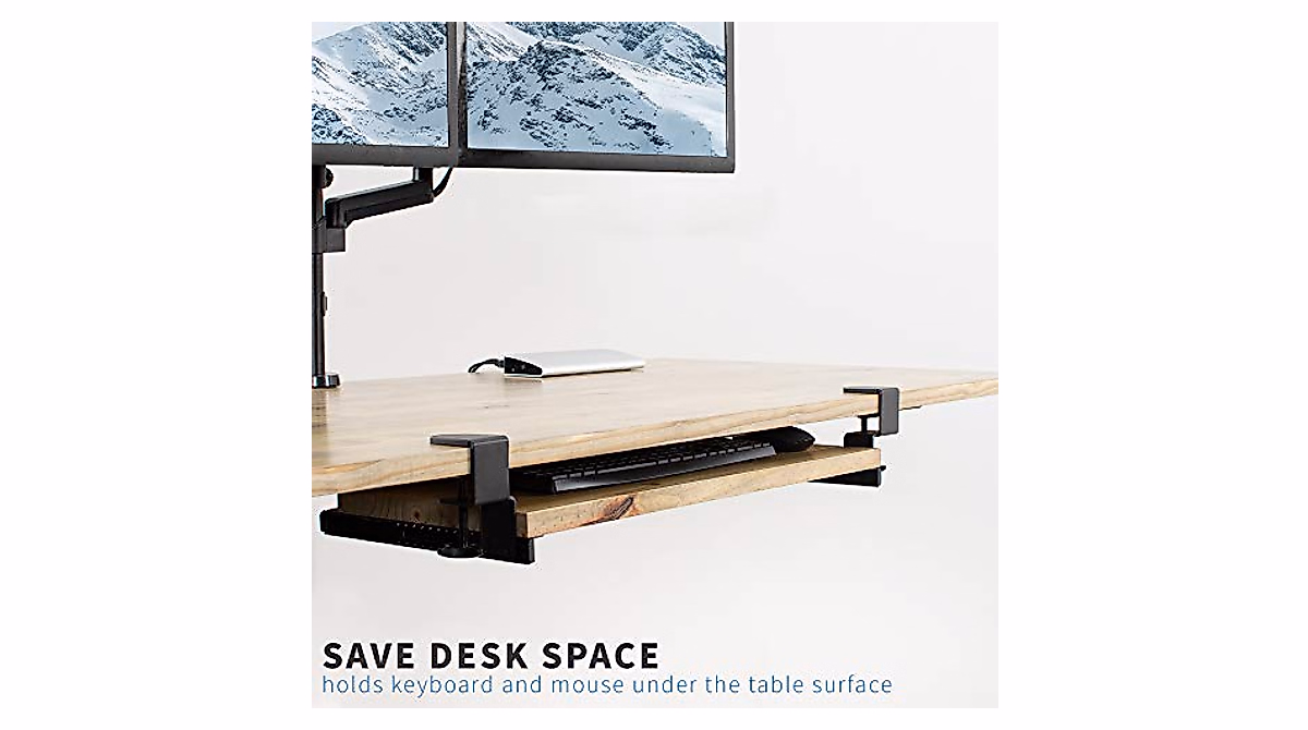 VIVO Clamp and 12 inch Rail Set for DIY Custom Wooden Keyboard Trays ...