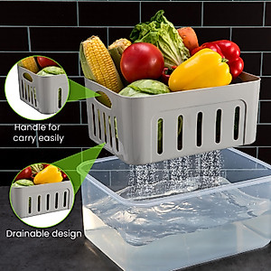 CINPIUK Fresh Contanier 5 Pack Food Containers Fruit Vegetable Produce Storage Saver Containers with Lid & Colander Kitchen Refrigerator Organizers Bins for Salad Berry Meat