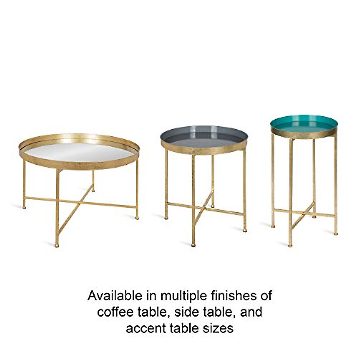 Kate and Laurel Celia Modern Glam Round Metal Coffee Table, 28.25" x 28.25" x 19", White and Gold Leaf, Chic Sophisticated Accent Table