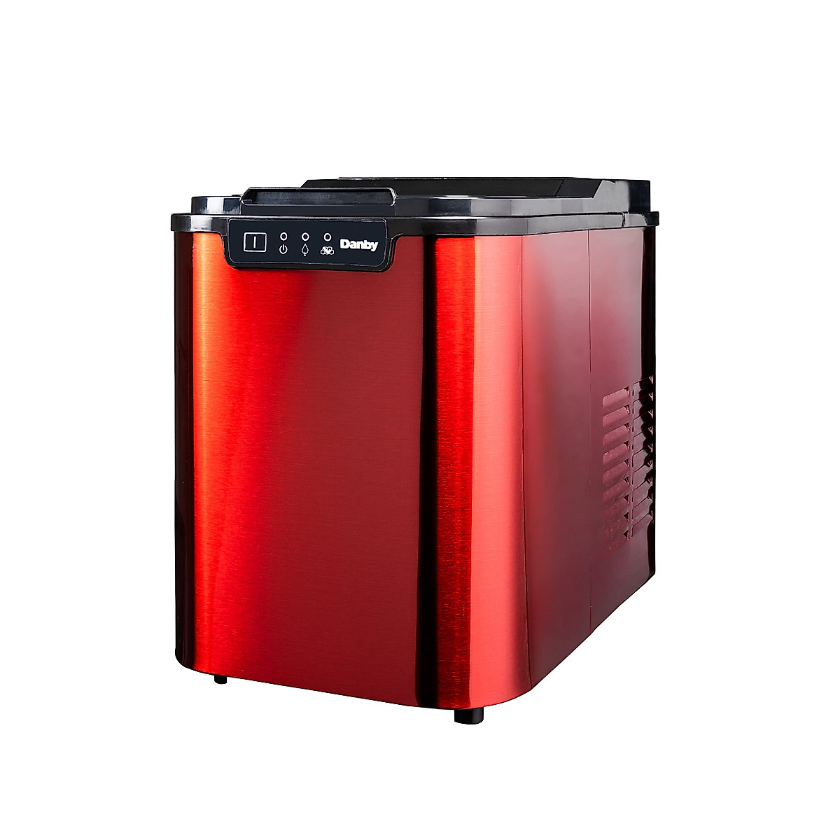 Danby DIM2500RDB Countertop Ice Maker, Makes 25 lbs Ice in 24 Hrs, Holds 2 lbs of Ice, Red Ice Machine with Electronic Controls, LED Display and Self Clean Function