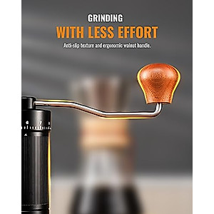 SHARDOR 918 Pro Manual Coffee Grinder Capacity 30g/1.06oz with Externally Numerical Adjustable Finely Setting Conical Burr - Aluminum Alloy Body, Double Bearing Positioning, Anti-slip Stripes