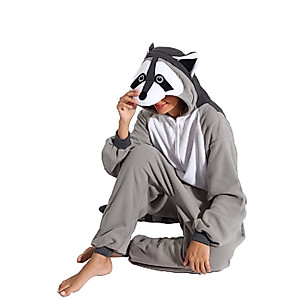 ofodoing Adult Animal One-piece Pajamas Cosplay Animal Homewear Sleepwear Jumpsuit Costume for Women Men