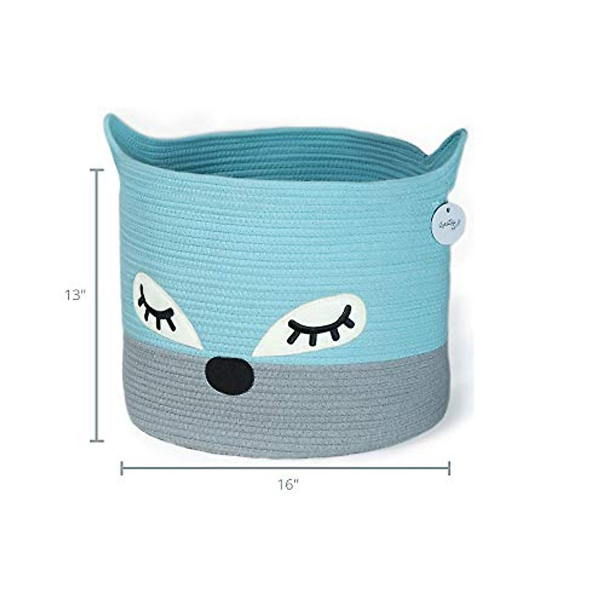 Woven Baby Basket for Nursery - Cute Blue Fox Baby Laundry Basket for Blankets, Stuffed Animal Toy Basket Storage with Handles, Large Decorative Baby Hamper Basket for Organizing Baby Shower