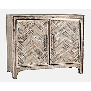Jofran Gramercy Mid-Century Modern Chevron Two Door Accent Chest Cabinet, 40", Grey Wash