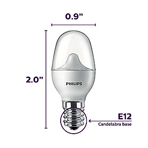 Philips LED Flicker-Free C7 Night Light Bulb, Non-Dimmable, 30 Lumen, Soft White Light (2700K), .05W=7W, E12 Base, 12-Pack