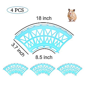 WishLotus Hamster Track 4Pcs, Hamster Jogging Exercise Ball Track Detachable DIY Hamster Running Track Doing More Activities Plastic Hamster Ball Track for 12cm, 14cm, 16cm, 18cm Running Balls (Blue)