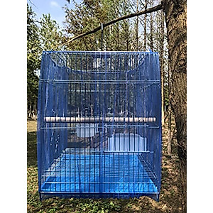 Lemengtree Bird Cage Cover Universal Birdcage Seed Catcher Guard Net Cover, Parrot Nylon Mesh Net Cover, Airy Gauze Birdcage Accessories Mesh Net Cover for Round Square Cages (Blue-Mesh Net Cover)