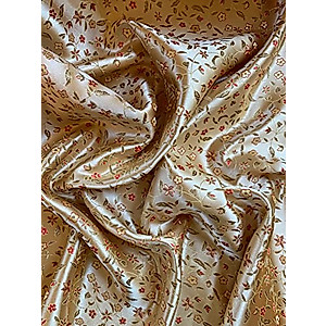 New Fabrics Daily Vivienne Gold RED Floral Brocade Chinese Satin Fabric by The Yard - 10041, Yard (45x36'')