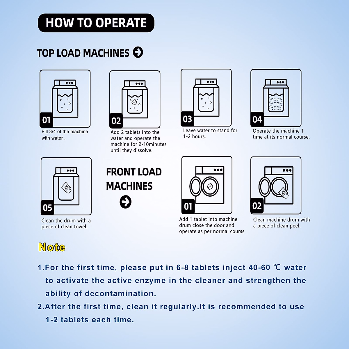 DOKIKO Washing Machine Cleaner tablets 18 Pack- Deep Clean Tablets for HE Front Loader & Top Load Washer, Eco-Friendly Septic Safe Deodorizer to Clean Inside Drum & Tub Seal.