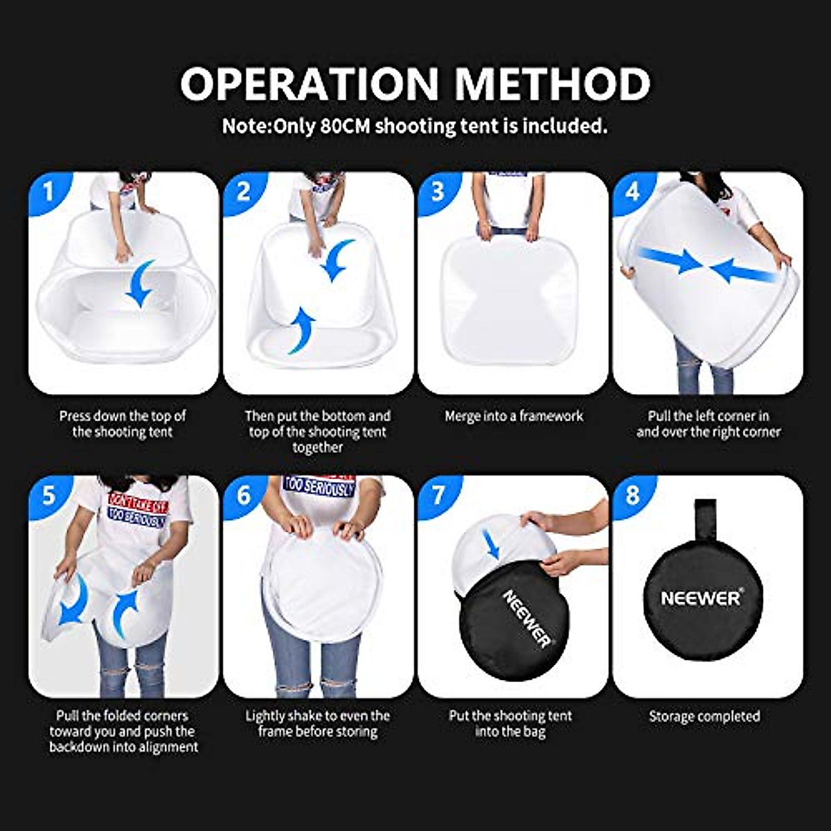 Neewer® 24x24 inch/60x60 cm Photo Studio Shooting Tent Light Cube Diffusion Soft Box Kit with 4 Colors Backdrops (Red Dark Blue Black White) for Photography