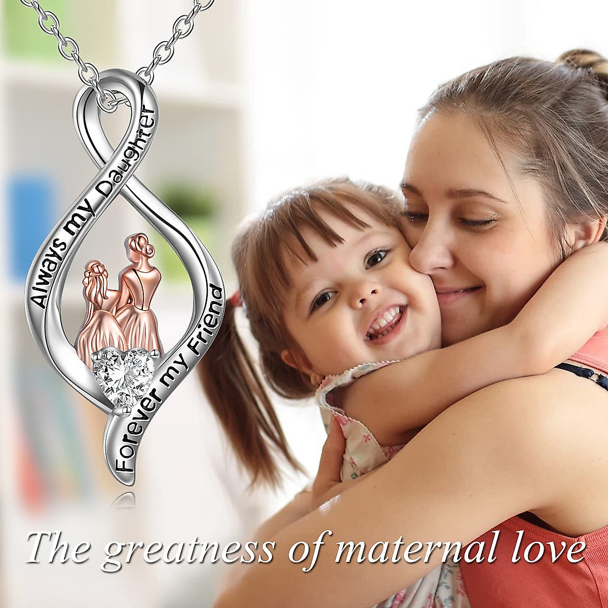 WINNICACA Mom and Daughter gifts S925 Sterling Silver Daughter & Mother Necklace to My Daughter Birthday Gifts for Daughter from Mom I Love You Forever Infinity Pendant Jewelry to My Adult Daughter
