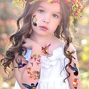 Hummingbird Temporary Tattoos,20 Sheets 160 Pieces Hummingbird Themed Tattoos Stickers Party Decoration Supplies Party favors for Kids Adults