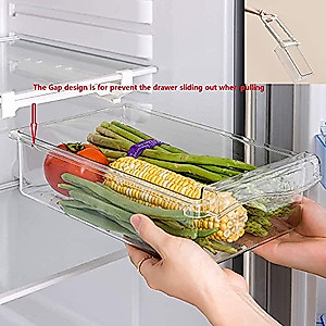 SmarTopus Refrigerator Pull Out Bin,Snap On Drawer Fridge Mate,Fridge Storage Box/Drawers/Rack, Refrigerator Bin Home Organizer for Fridge Shelf Thickness Under 0.6"