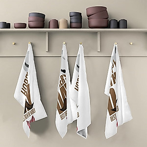 ALAZA Happy Fathers Day Mustache Decorative Kitchen Dish Towels Set of 4,Soft and Absorbent Kitchen Hand Towels Home Cleaning Towels Dishcloths,18 x 28 Inch