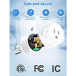 Smart Plug EIGHTREE, Alexa Smart Plugs That Work with Alexa and Google Home, Compatible with SmartThings, Smart Outlet with WiFi Remote Control and Timer Function, 2.4GHz Wi-Fi Only, 4Packs