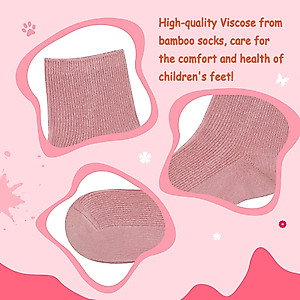 SERISIMPLE Viscose Bamboo Stretch Kids Ankle Socks Breathable Lightweight for Toddler Preschool Thin Soft Baby Socks 5 Pairs (Assorted, Small)