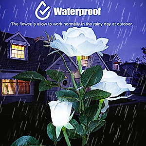 Solar Garden Stake Lights, Waterproof Solar Rose Lights Outdoor Decorative Rose Flowers LED Lights with 3 Roses for Garden Landscape Lawn Yard Courtyard Patio Backyard Decorations