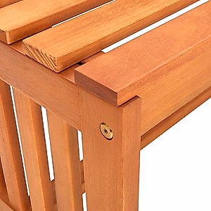 vidaXL 51.2" Weather-Resistant Solid Eucalyptus Wood Patio Bench, Easy-to-Clean Outdoor Garden Furniture with Natural Finish