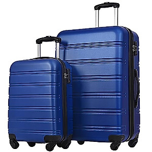 Merax Luggage Sets of 3 Piece Carry on Suitcase Airline Approved,Hard Case Expandable Spinner Wheels (Deepblue)