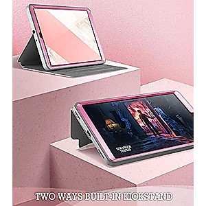 Popshine Marble Series Designed for Samsung Galaxy Tab A 10.1 2019 Case, Model SM-T510/T515, Full Body Premium 360 Degree Protective Folio Cover with Built-in Screen Protector, Liquid Marble Pink