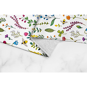 Spring Flower Print Hand Towel - Bumblebee Kitchen Towel - Bathroom Hand Towel - Cotton Terry Cloth - 15"x25"