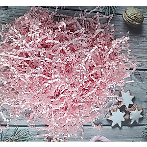 4OZ Crinkle Cut Paper Shredded Paper for Gift Box Baskets Filler, Pink Crinkle Cut Paper Shred Filler Confetti for Packaging