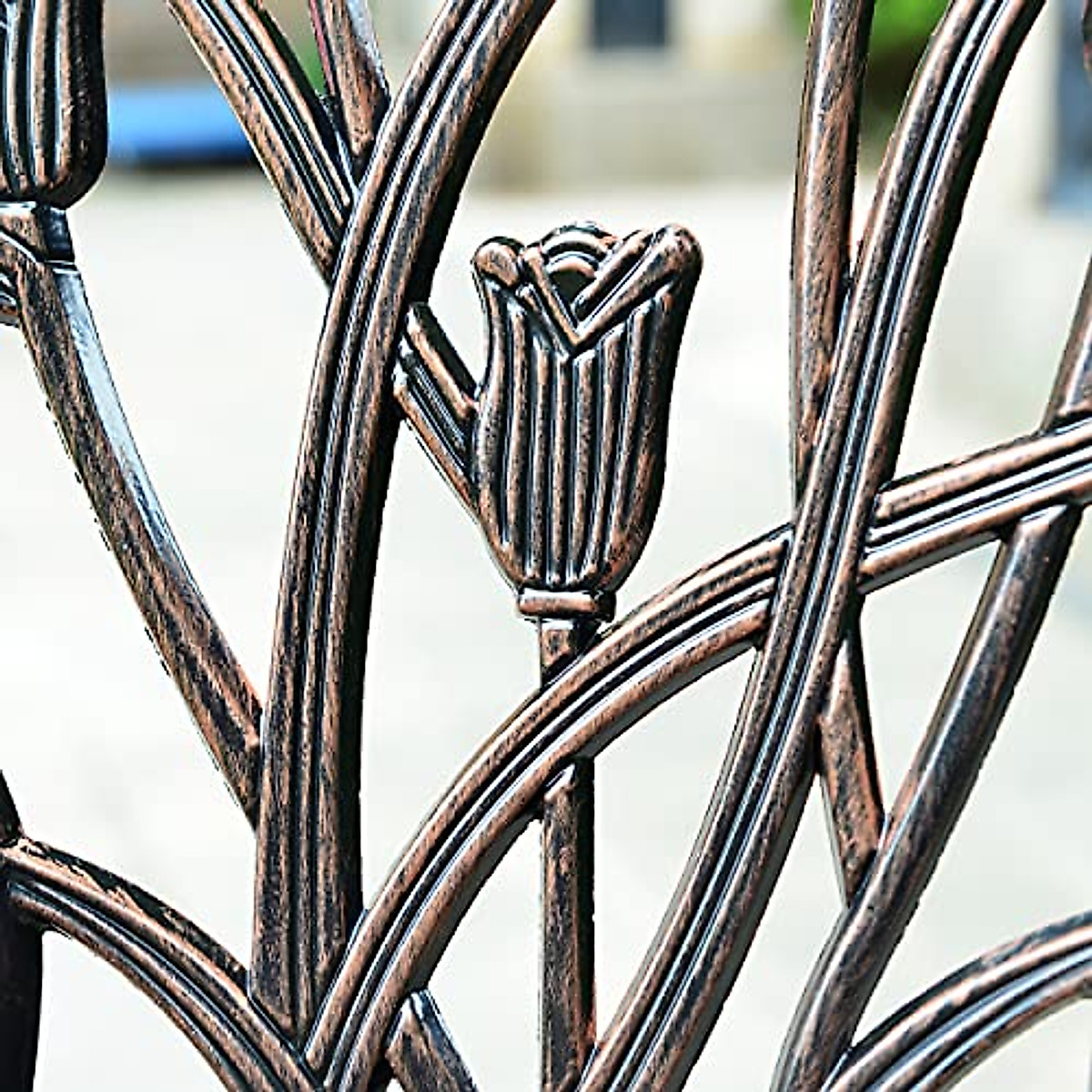 KINWELL Bronze 3-Piece Aluminum Round Outdoor Bistro Set with Umbrella Hole, Rust-Resistant Cast Aluminum Patio Set with Garden Table and Chairs