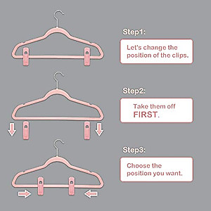 TOFIIGREM Brush Pink Velvet Hangers Clips 20 PCS, Premium Velvet Clips for Thin Velvet Hanger, Non Slip Strong Finger Clips Perfect for Suit Skirt Pant Clothes Velvet Hangers