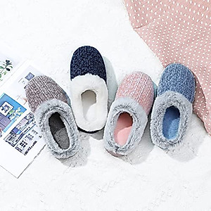 Amazon Essentials Women's Warm Cushioned Slippers for Indoor/Outdoor Navy Blue, Size 9